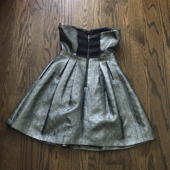 Guess | Dresses | Strapless Silver Jacquard Guess Cocktail Dress | Poshmark